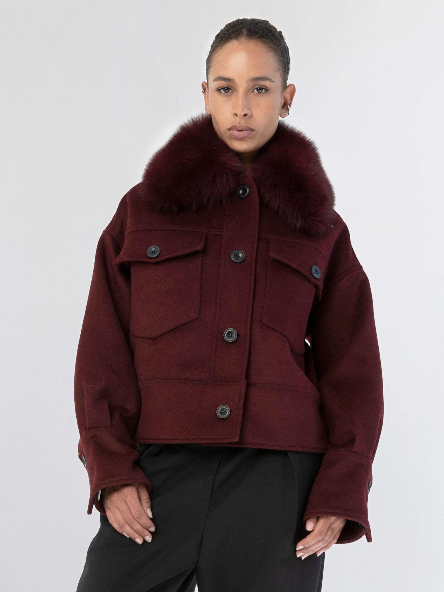 CHARLIE WOOL JACKET - BURGUNDY | MEOTINE.