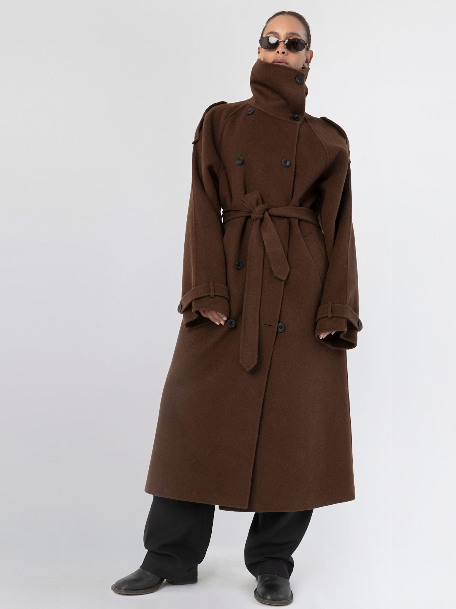 BELLO WOOL COAT - BROWN | MEOTINE.
