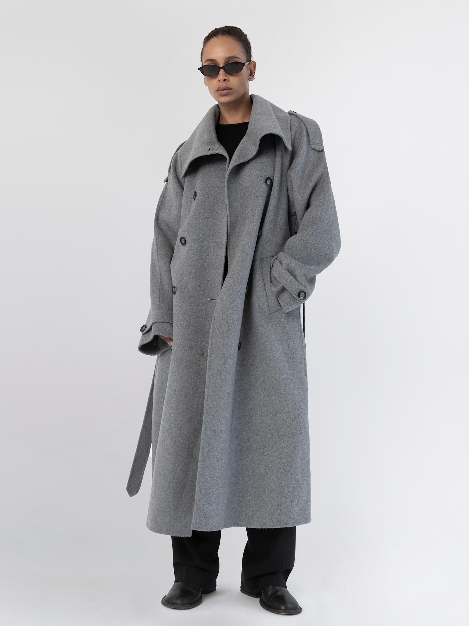 BELLO WOOL COAT - GREY | MEOTINE.